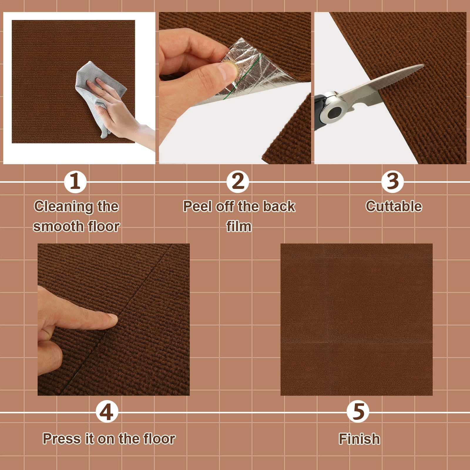 Snapklik.com : 36 Pack Peel And Stick Carpet Tiles Squares 12" X 12 ...