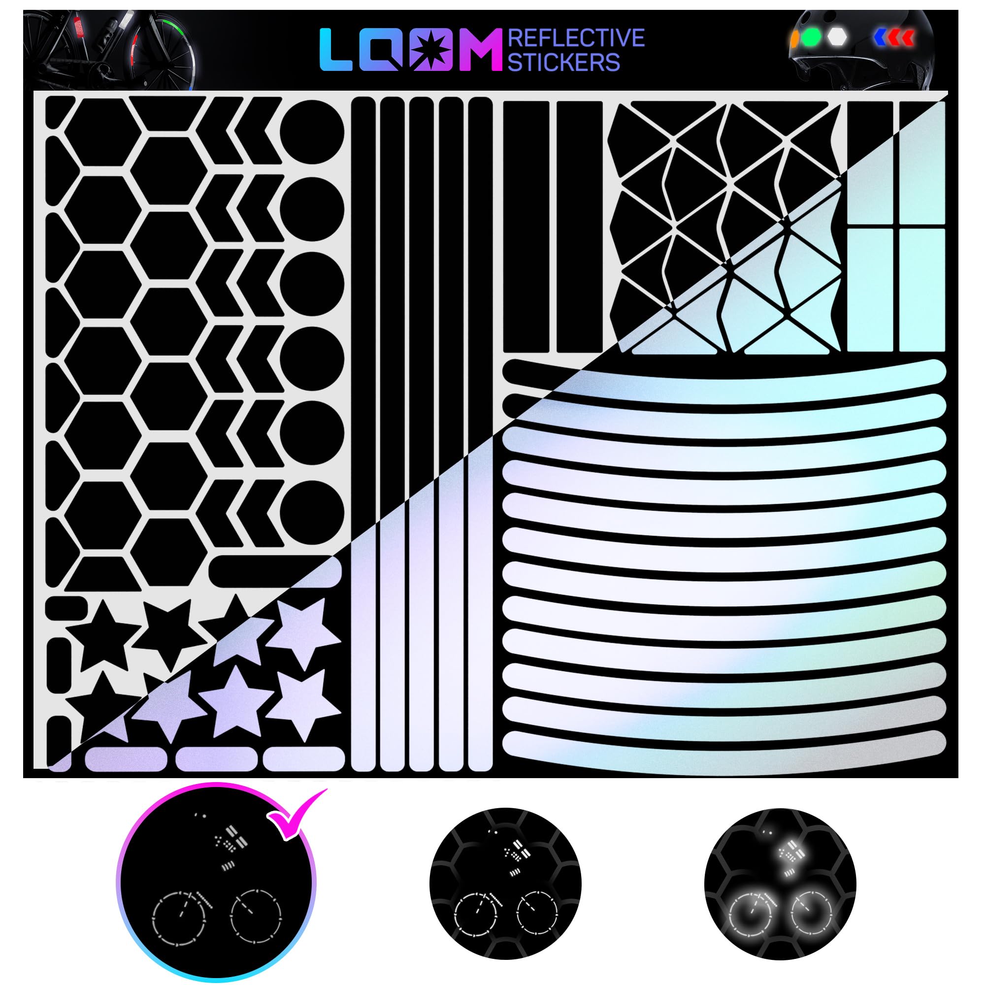 Amazon.com: LOOM Reflective Stickers Mega Kit (101pcs Black)• Nighttime ...
