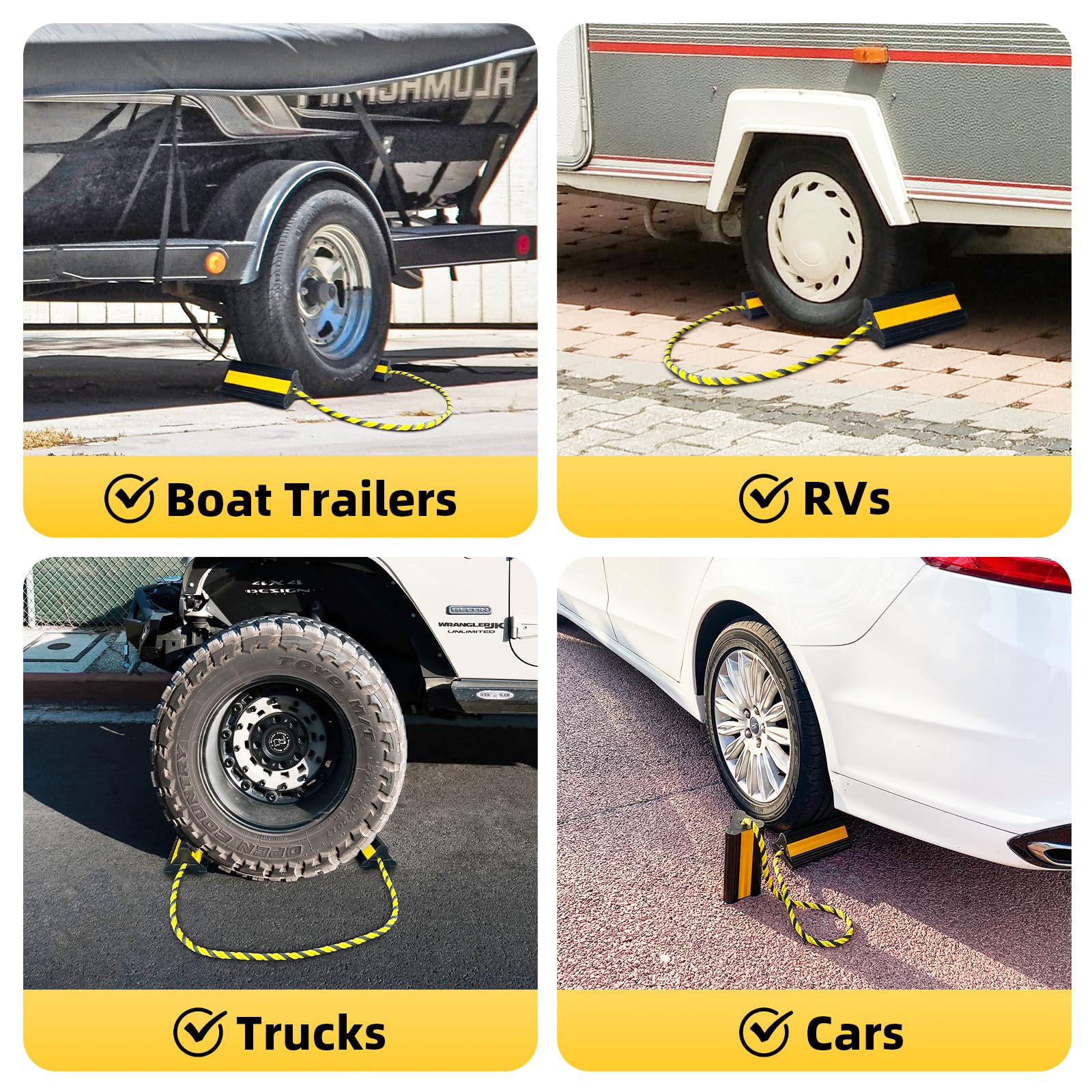 Wheel Chocks For Car ROBLOCK Heavy Duty Wheel Chocks - Rubber Wheel ...