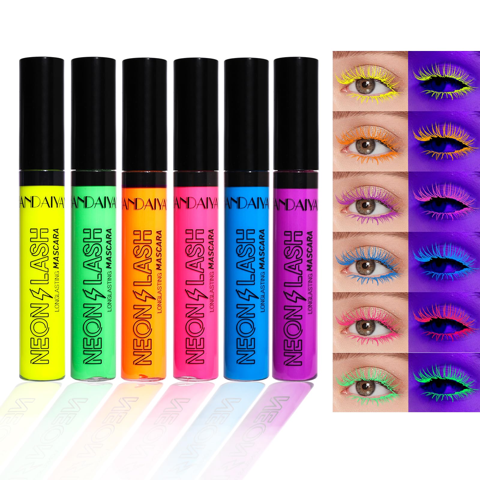 Amazon.com : Mrettick 6 Colors Matte Liquid Mascara Set Colorful UV ...
