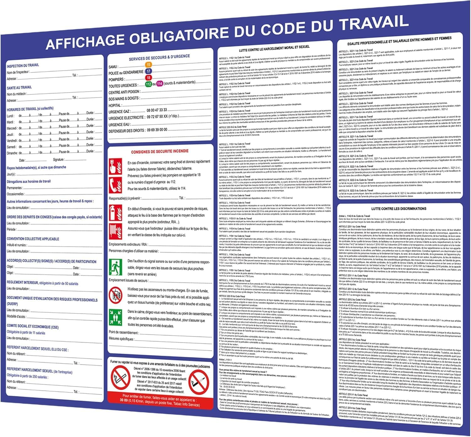 Panneau affichage obligatoires entreprises version 2025 - Affichage réglementaire entreprise ...