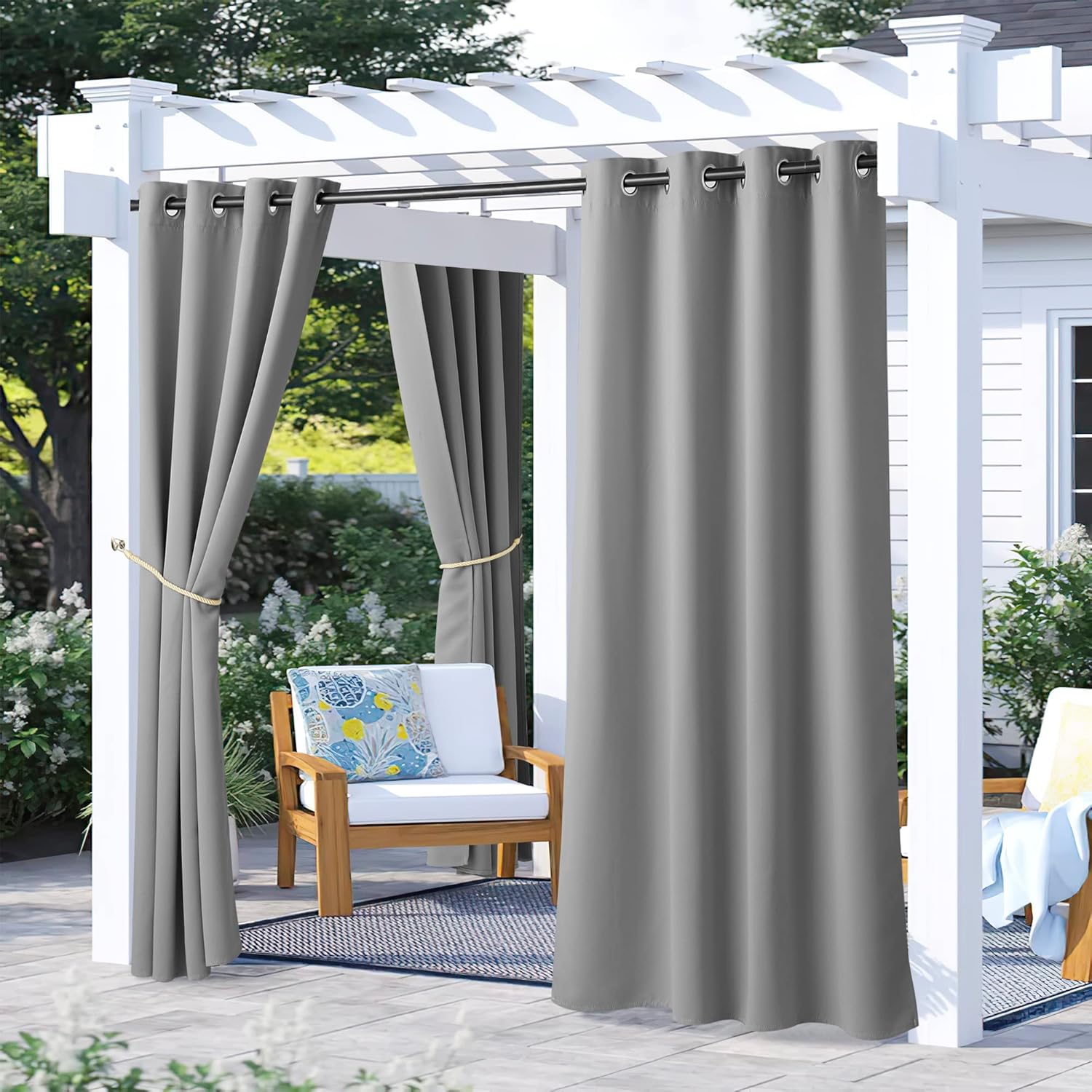 Amazon.com: NICETOWN 2 Panels Outdoor Curtains for Patio Waterproof ...
