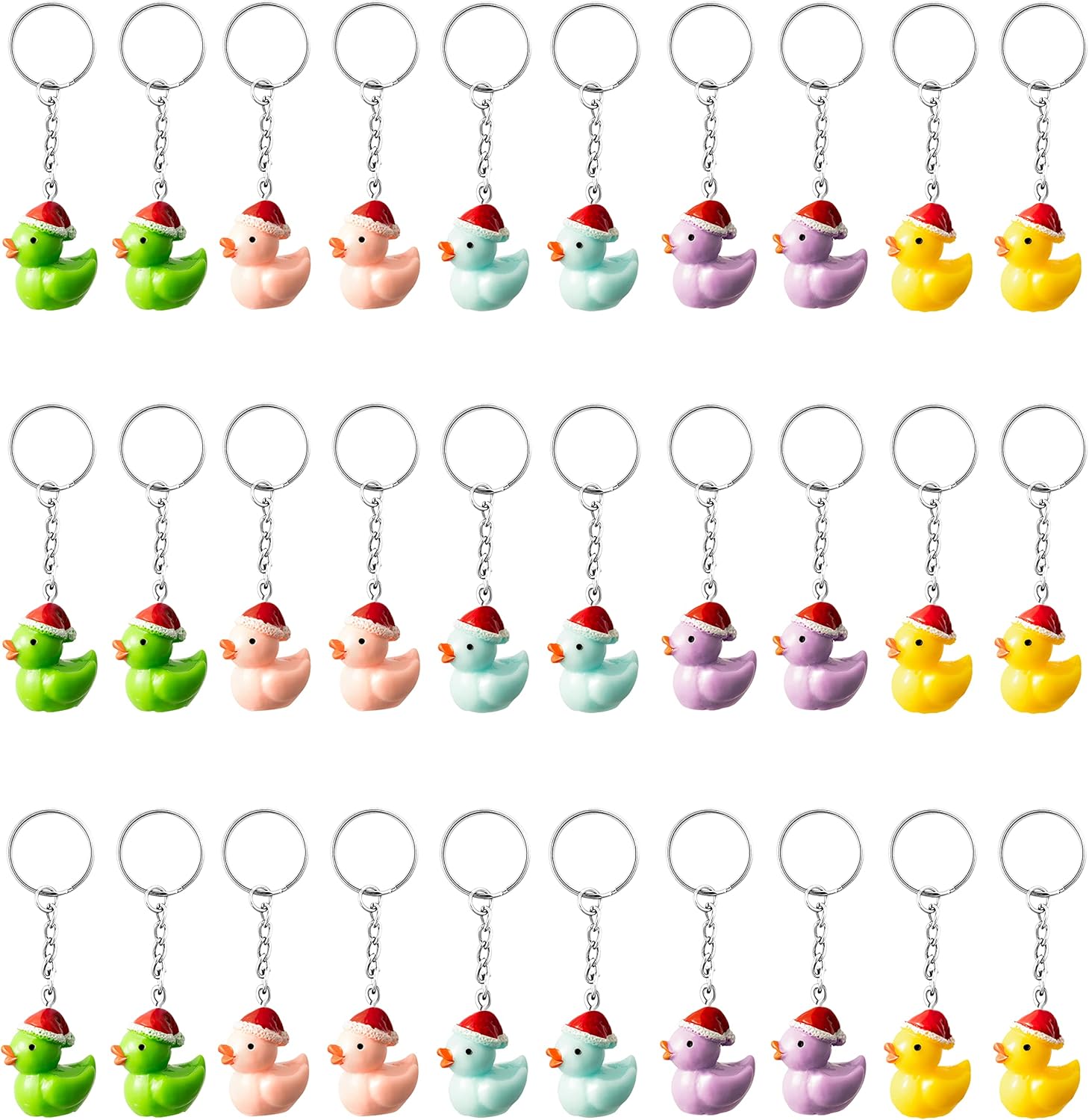 Amazon.com: Haooryx Christmas Plastic Duck Keychains Party Favors ...