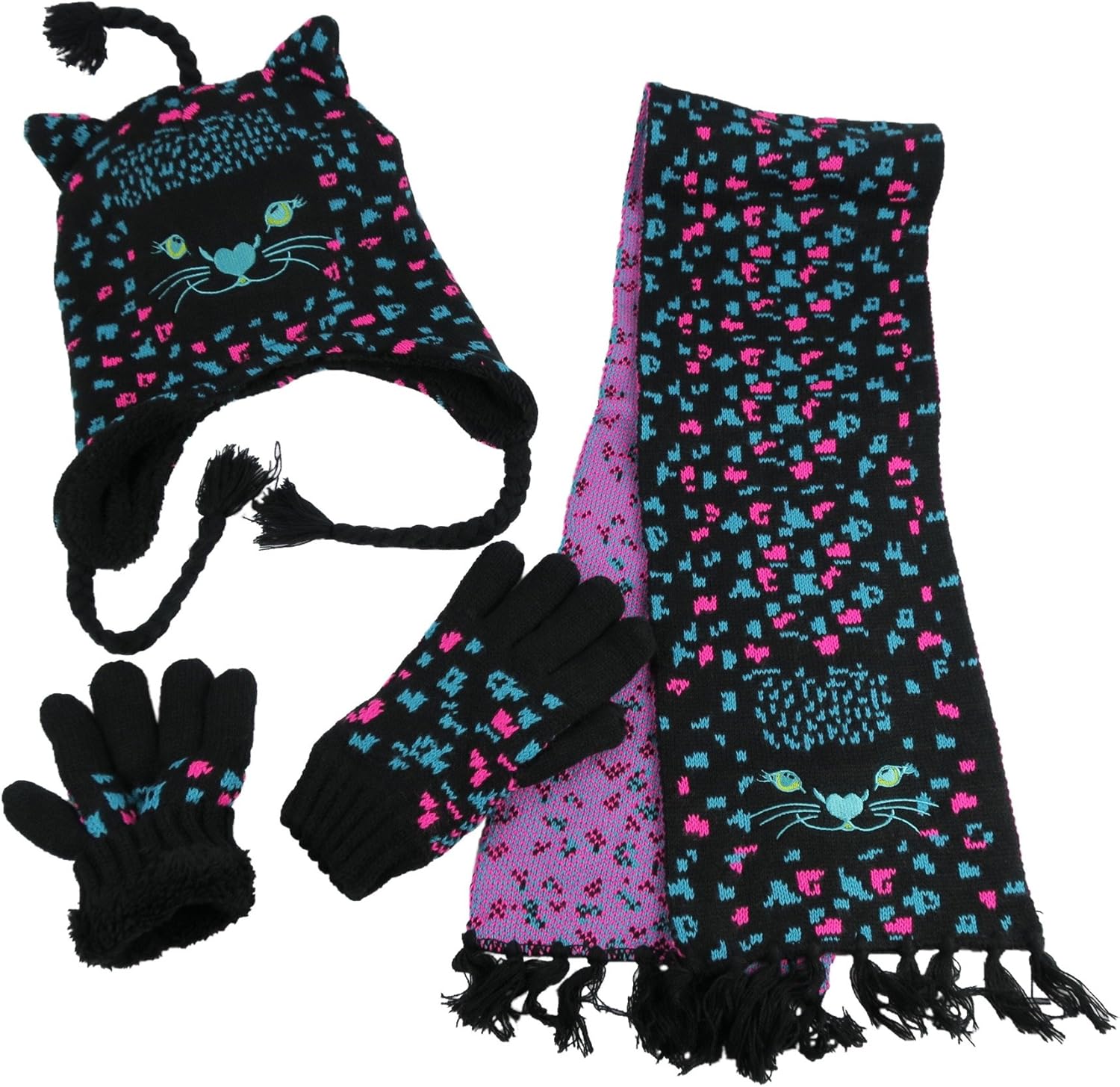Amazon.com: N'Ice Caps Kids Hat Glove Scarf Girls Winter Knit Accessory ...