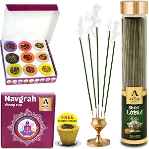 Amazon.com: The Aroma Factory Navgrah Sambrani Dhoop Cups & Shahi Loban ...
