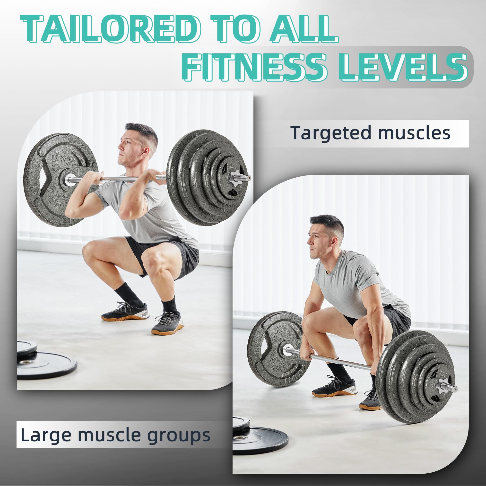 Snapklik.com : Fitvids Barbell Weight Set, Cast Iron 1" Standard Weight ...