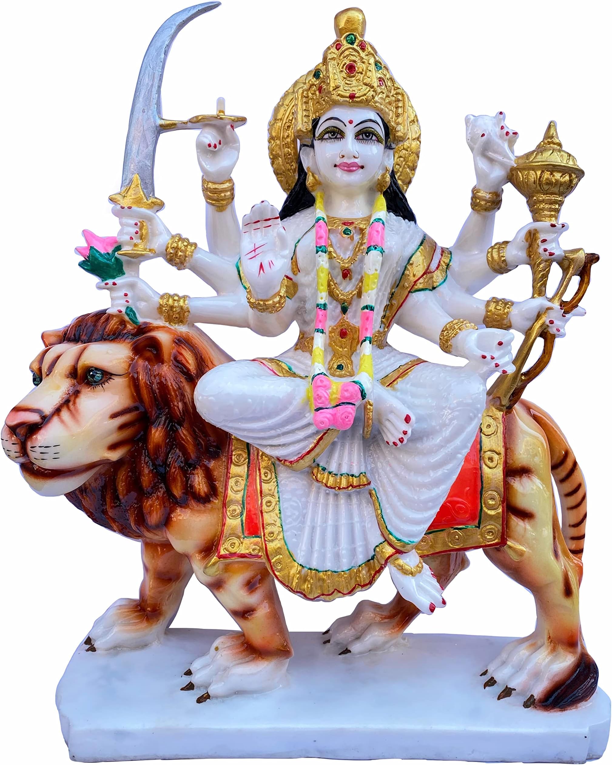 Buy Shyam Antique Creation Large Durga Maa Sitting On Lion Idol Hindu ...