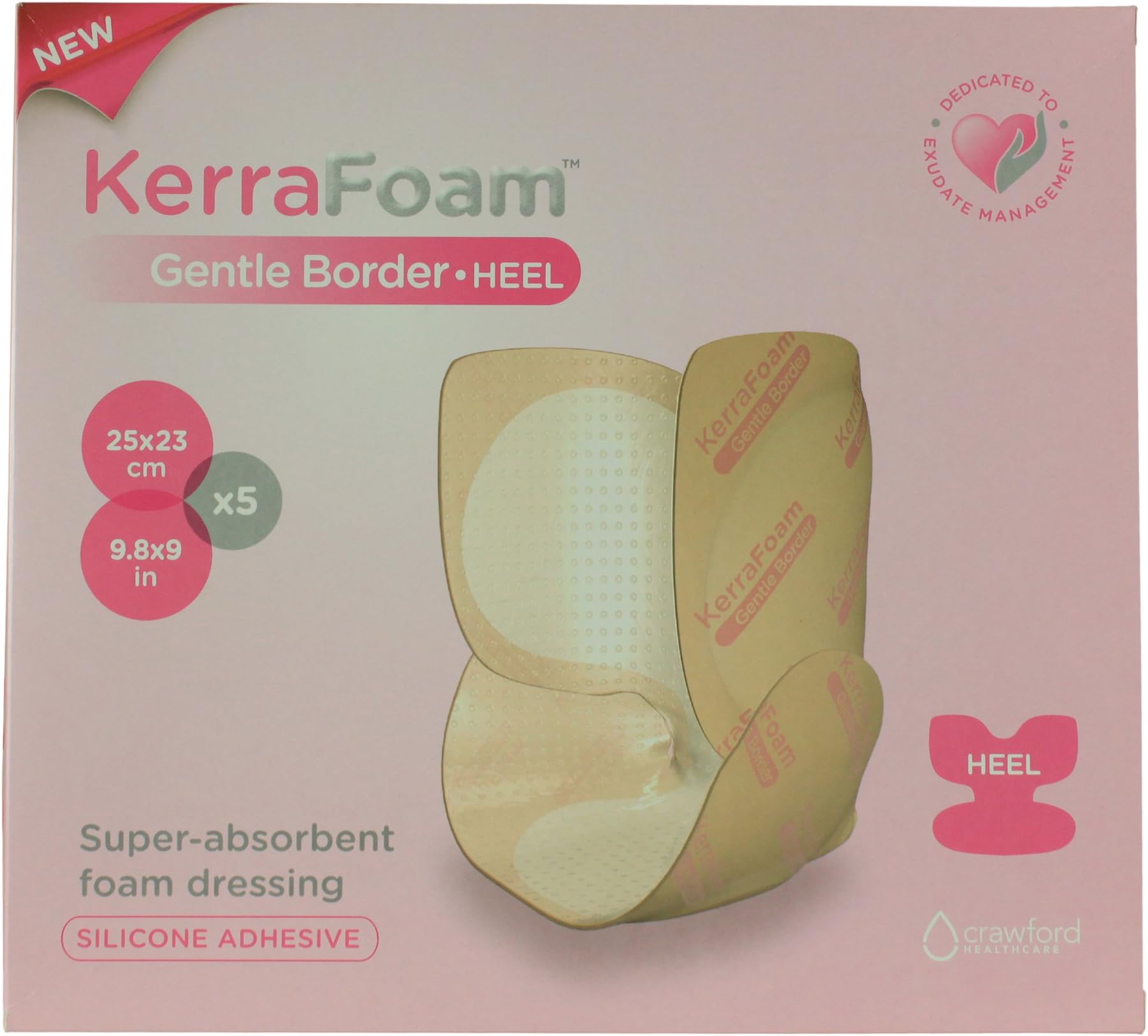 Amazon.com: KerraFoam Heel Gentle Border Foam Dressing for Wound Care ...