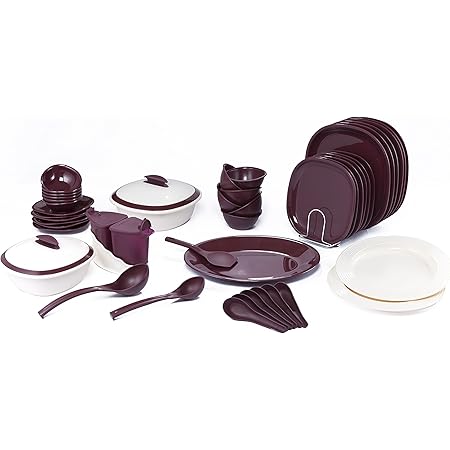 Buy Signoraware Square Plastic Dinner Set, 23 Pieces, White Online at ...