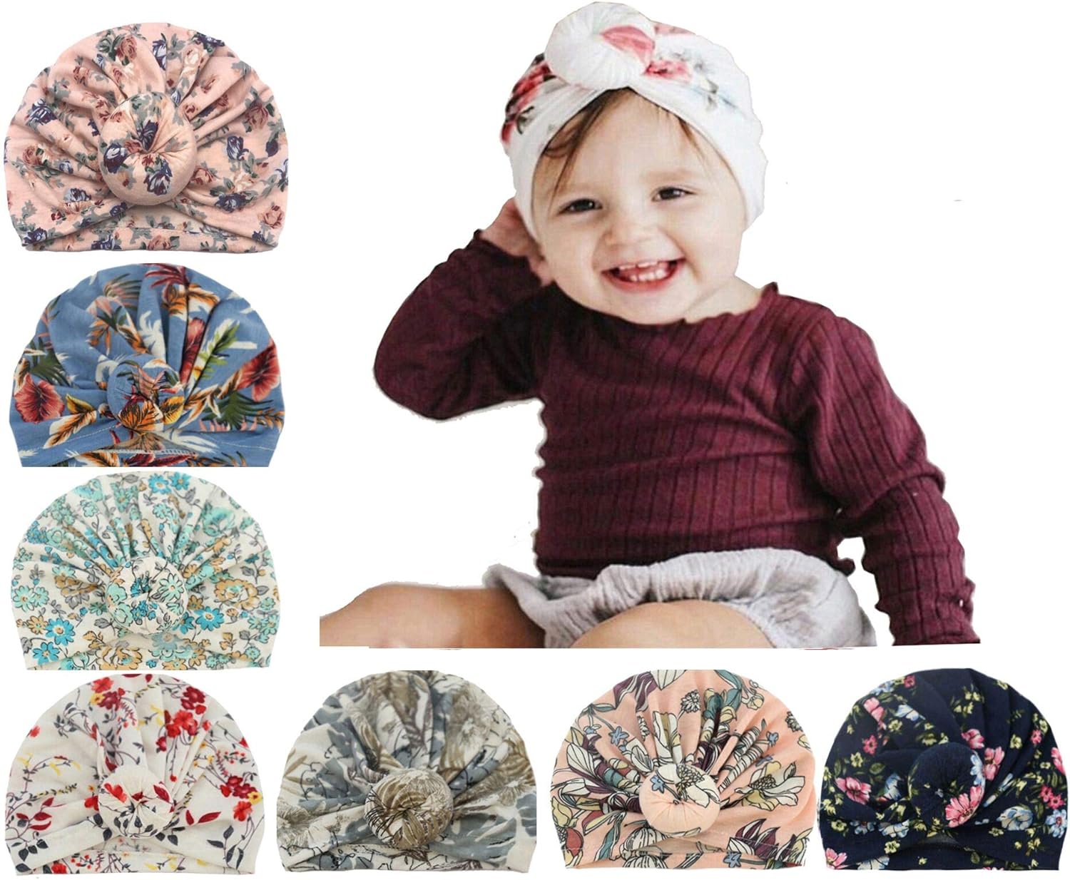 Amazon.com: AKAISIHN Baby Turbans Newborn Girl Headwraps Baby Girl ...