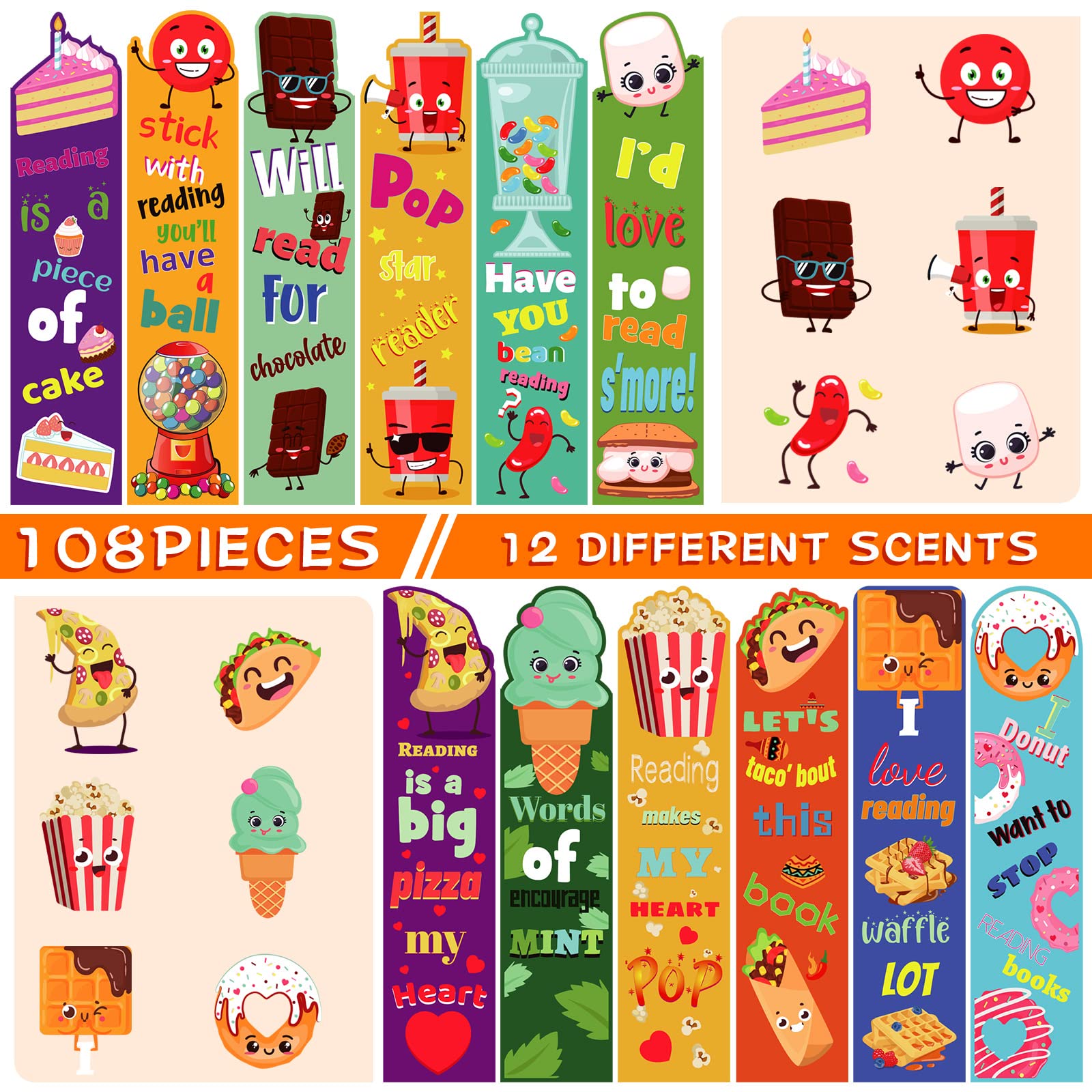Snapklik.com : Fainne 108 Pieces Scented Scratch And Sniff Bookmarks ...