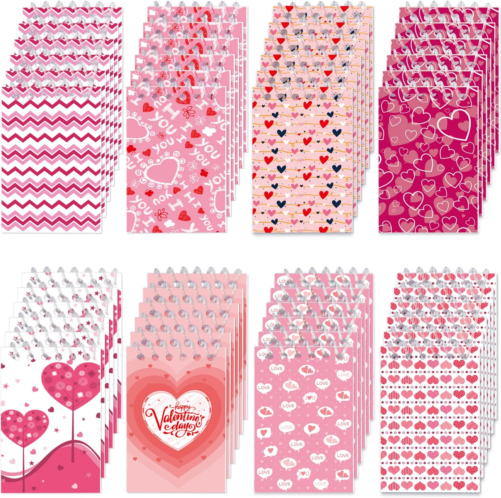 Amazon.com : 48 Mini Valentines Day Notepads Spiral Notepads with ...