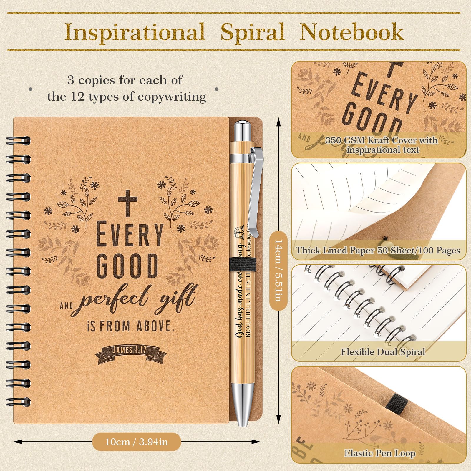 Gueevin 36 Sets Christian Gift Bulk Inspirational Notebooks and ...