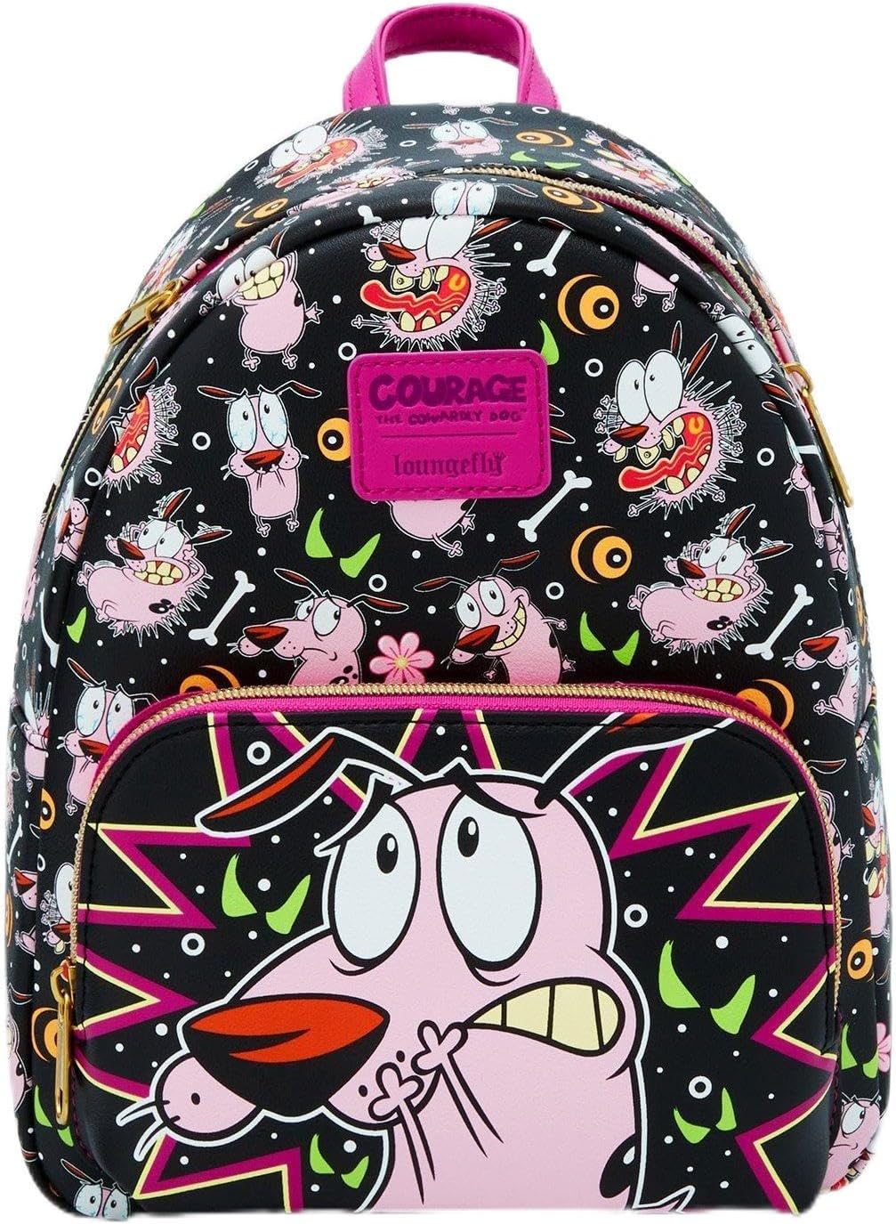 Amazon.com: Loungefly Courage The Cowardly Dog Mini Backpack PINK NONE ...