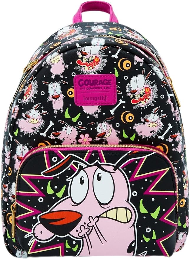 Amazon.com: Loungefly Courage The Cowardly Dog Mini Backpack PINK NONE ...