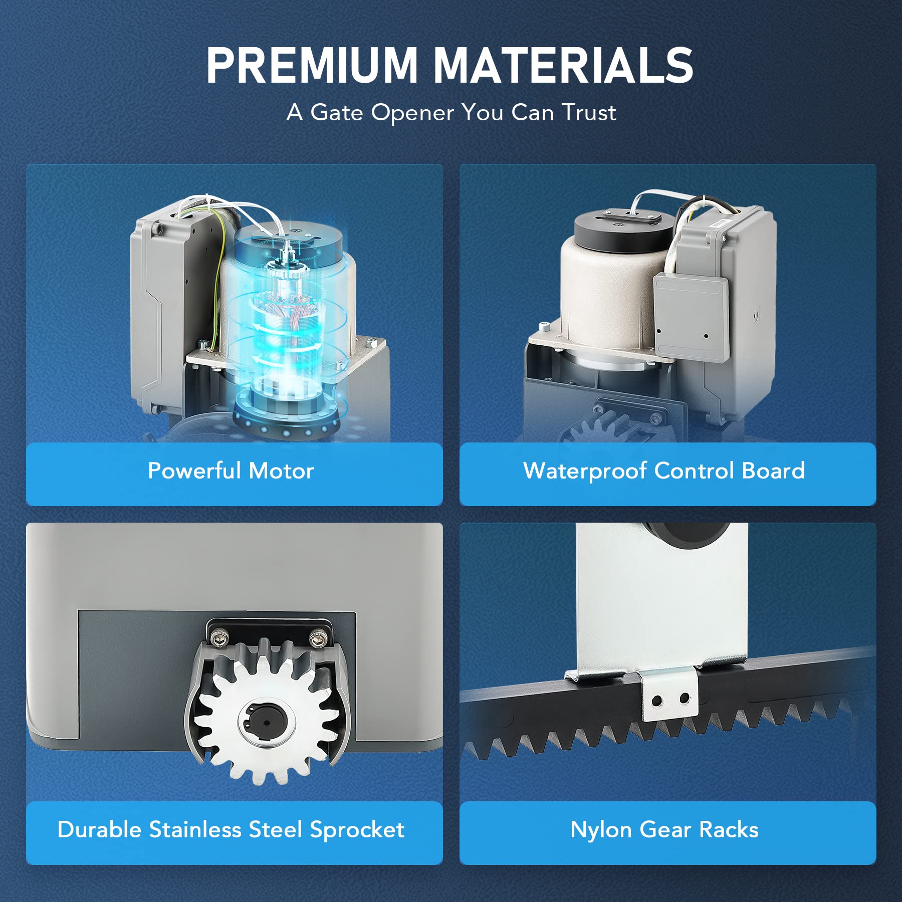 Snapklik.com : CO-Z 1400lb Rack Driven Sliding Gate Opener