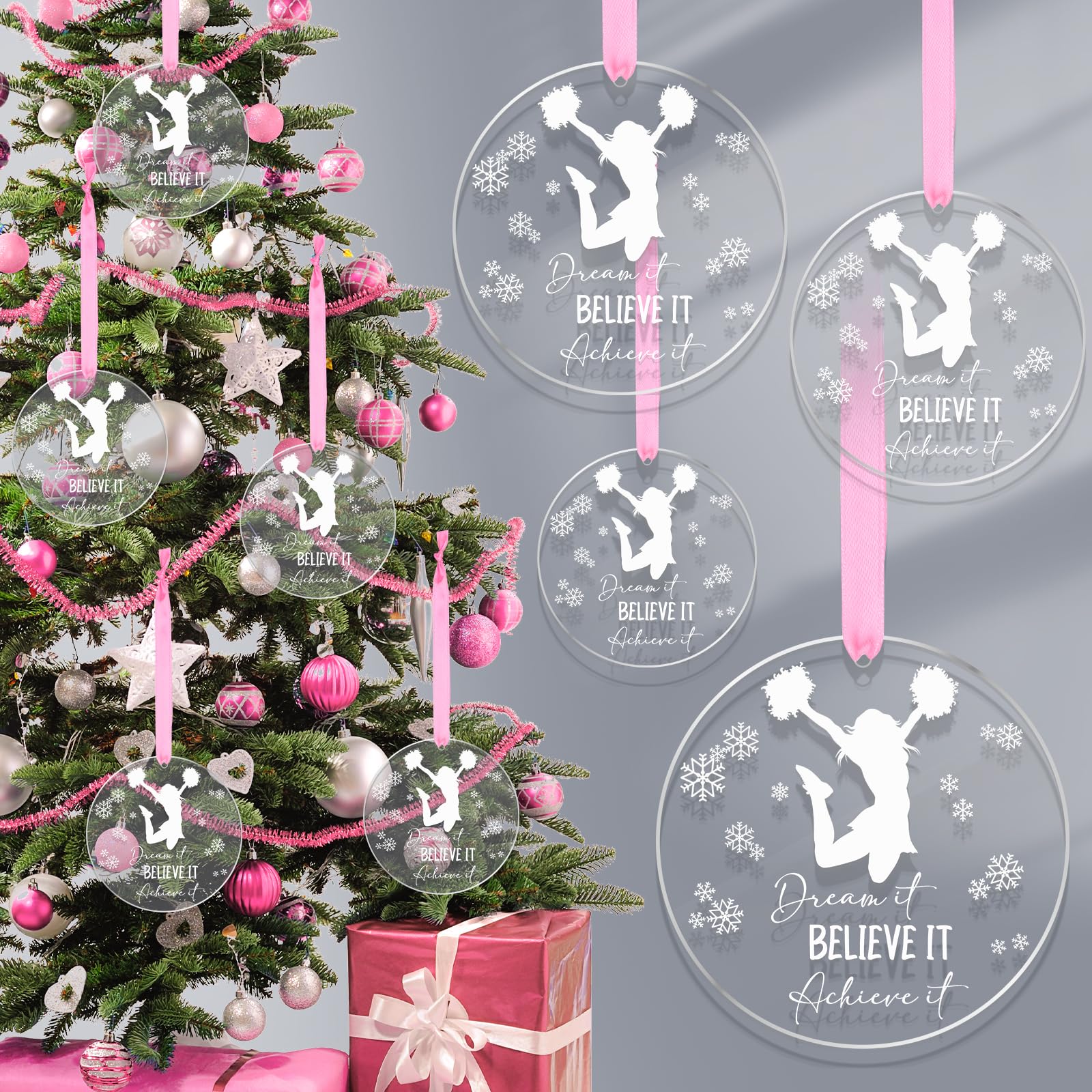 Amazon.com: 9 Pcs Roowest Christmas Cheerleading Ornament Xmas Acrylic ...