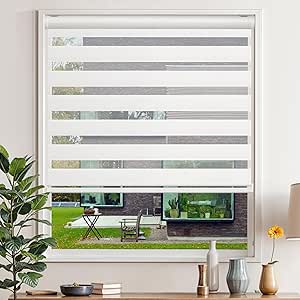 Amazon.com: Studio 707 Cordless Zebra Blinds for Windows - 100% Polyester Pull Down Roller ...