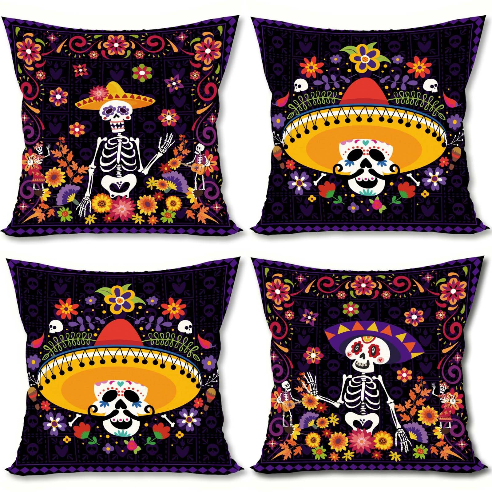 Amazon.com: FARMNALL Day of The Dead Pillow Covers Dia De Los Muertos ...