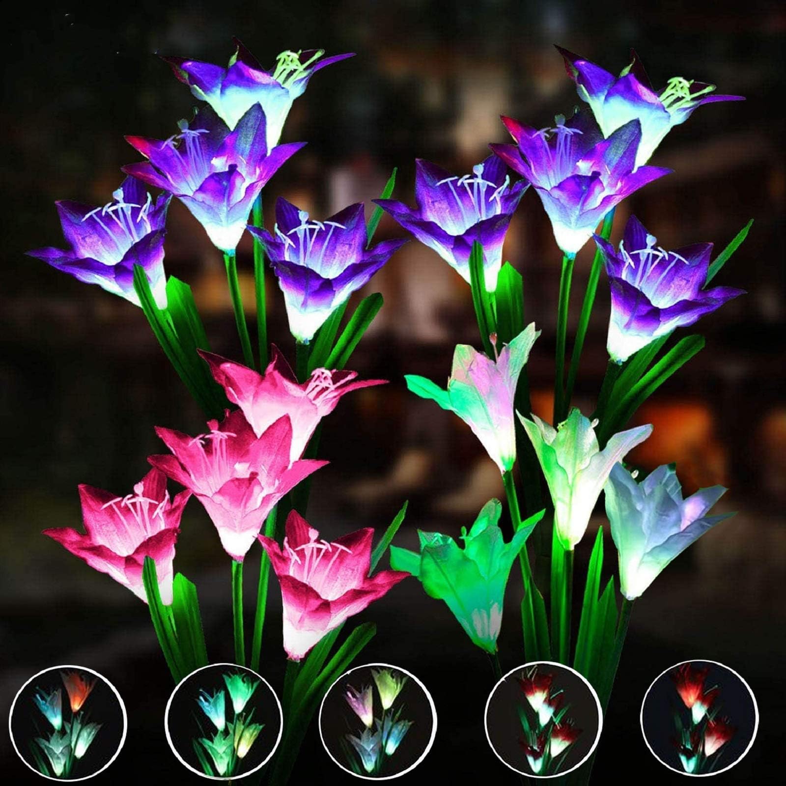Amazon.com : Garden Lily Solar Lily Lights - Color Changing Waterproof ...
