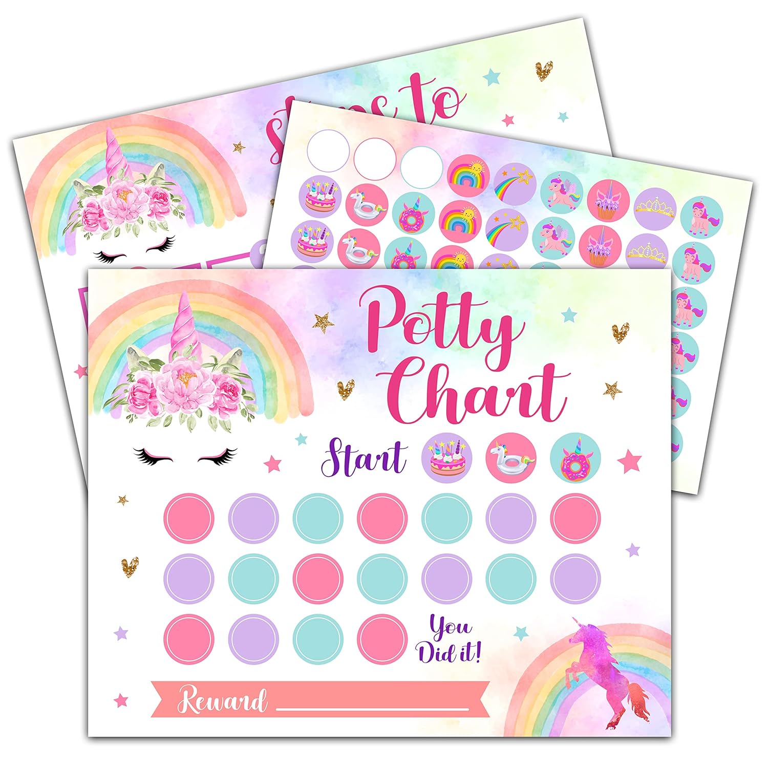Amazon.com: Unicorn Potty Training Reward Chart with Stickers, Blush ...