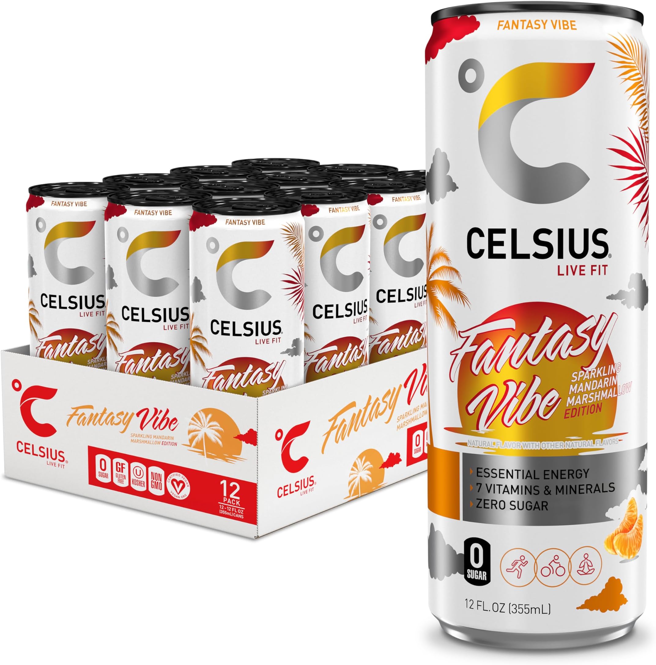 Amazon.com: CELSIUS Sparkling Fantasy Vibe, Functional Essential Energy ...