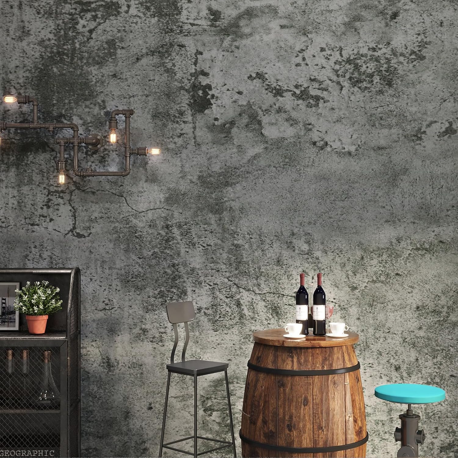 FunStick Grey Weathered Concrete Wallpaper Peel and Stick Textured Grey ...