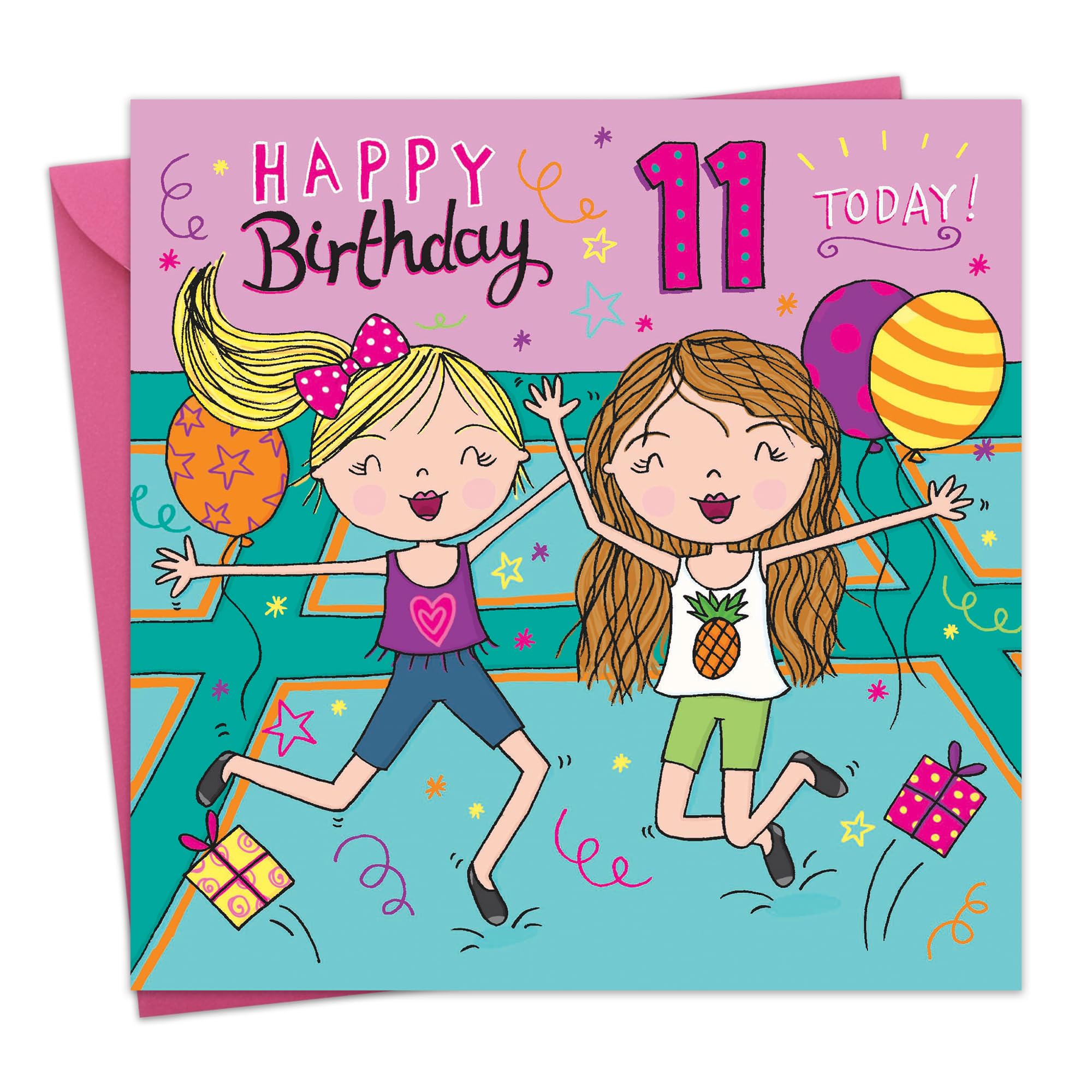 Amazon.com : Twizler 11th Birthday Card for Girls - Trampoline Party ...