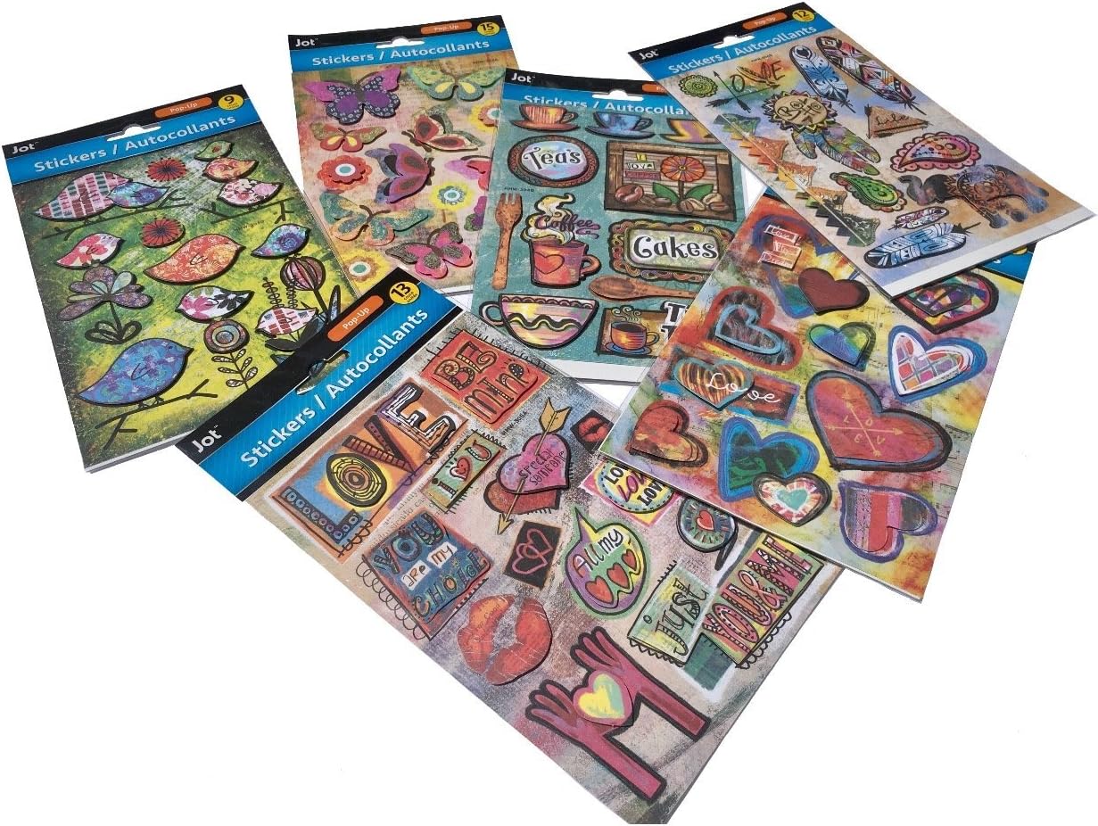 Amazon.com: Jot Assorted Set of 6 Packaged Sheets of Pop-Up Stickers ...