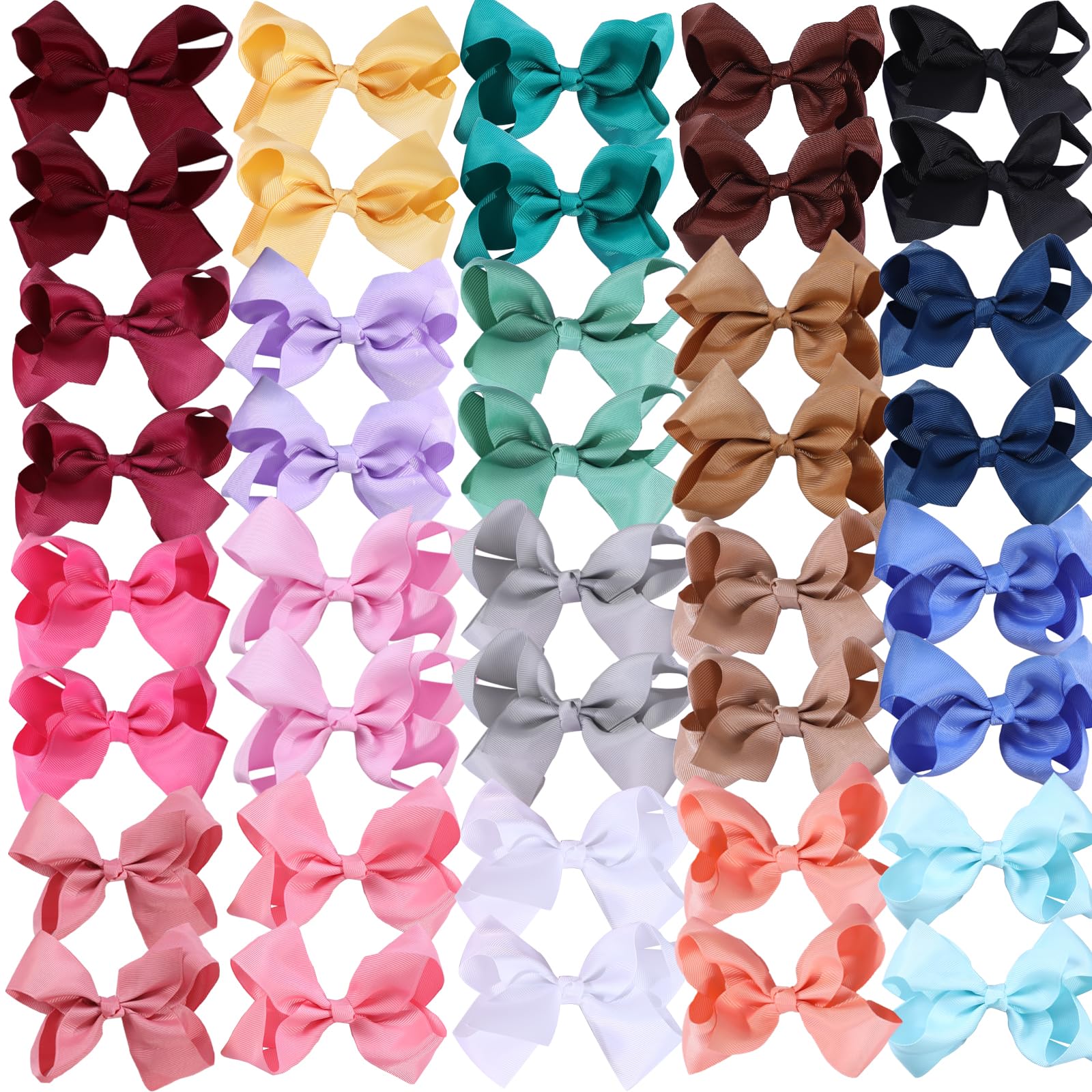 Amazon.com: 40PCS Hair Bows for Girls,Hand-made Grosgrain Ribbon Hair ...