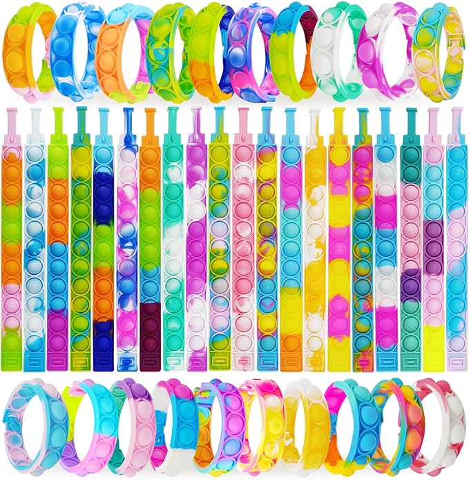 Amazon.com: 120 Pcs Pop Bubble Bracelet Fidget Toys, Pop Wristband ...