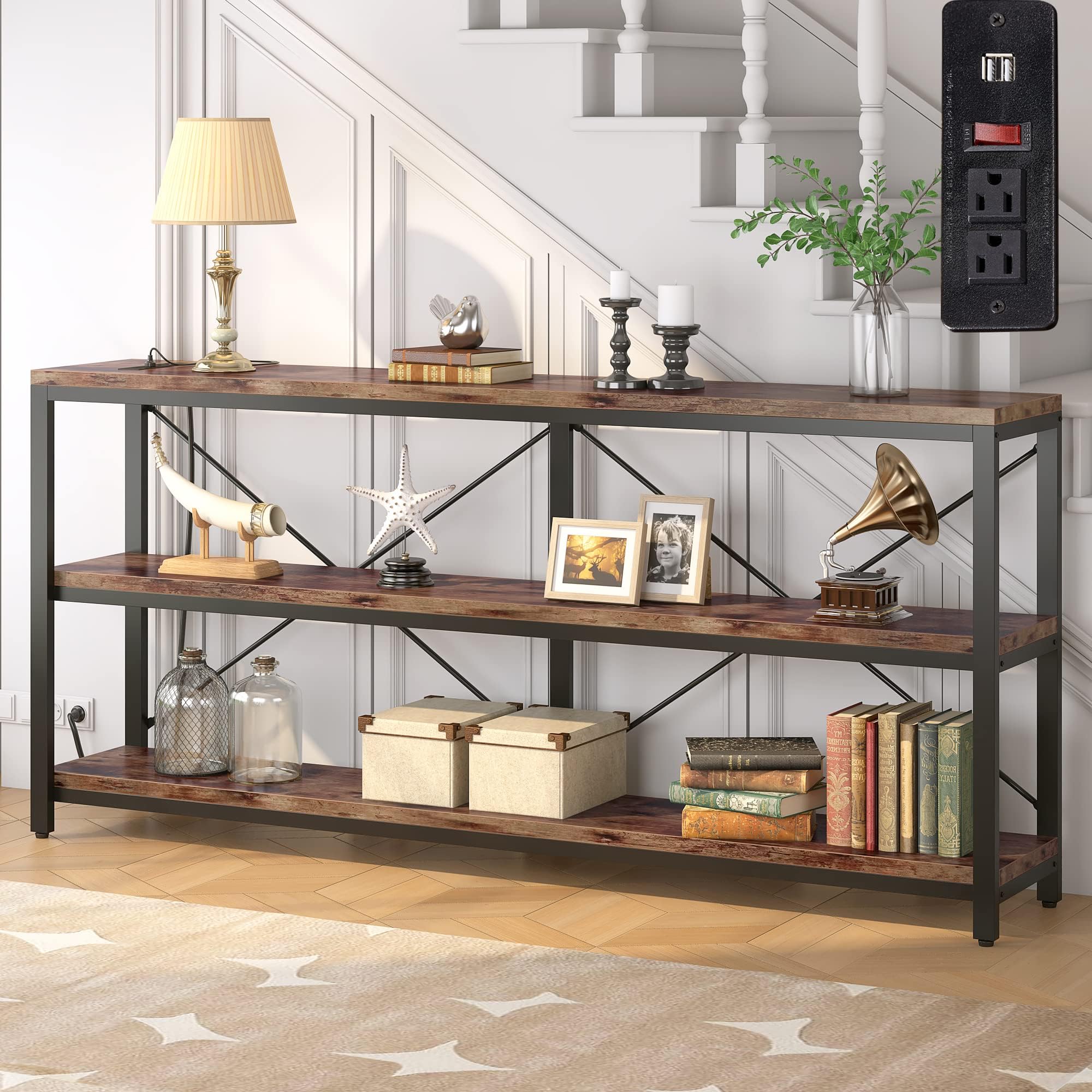 Amazon.com: SUPERJARE 70.9 Inch Console Table with 2 Outlet and 2 USB ...