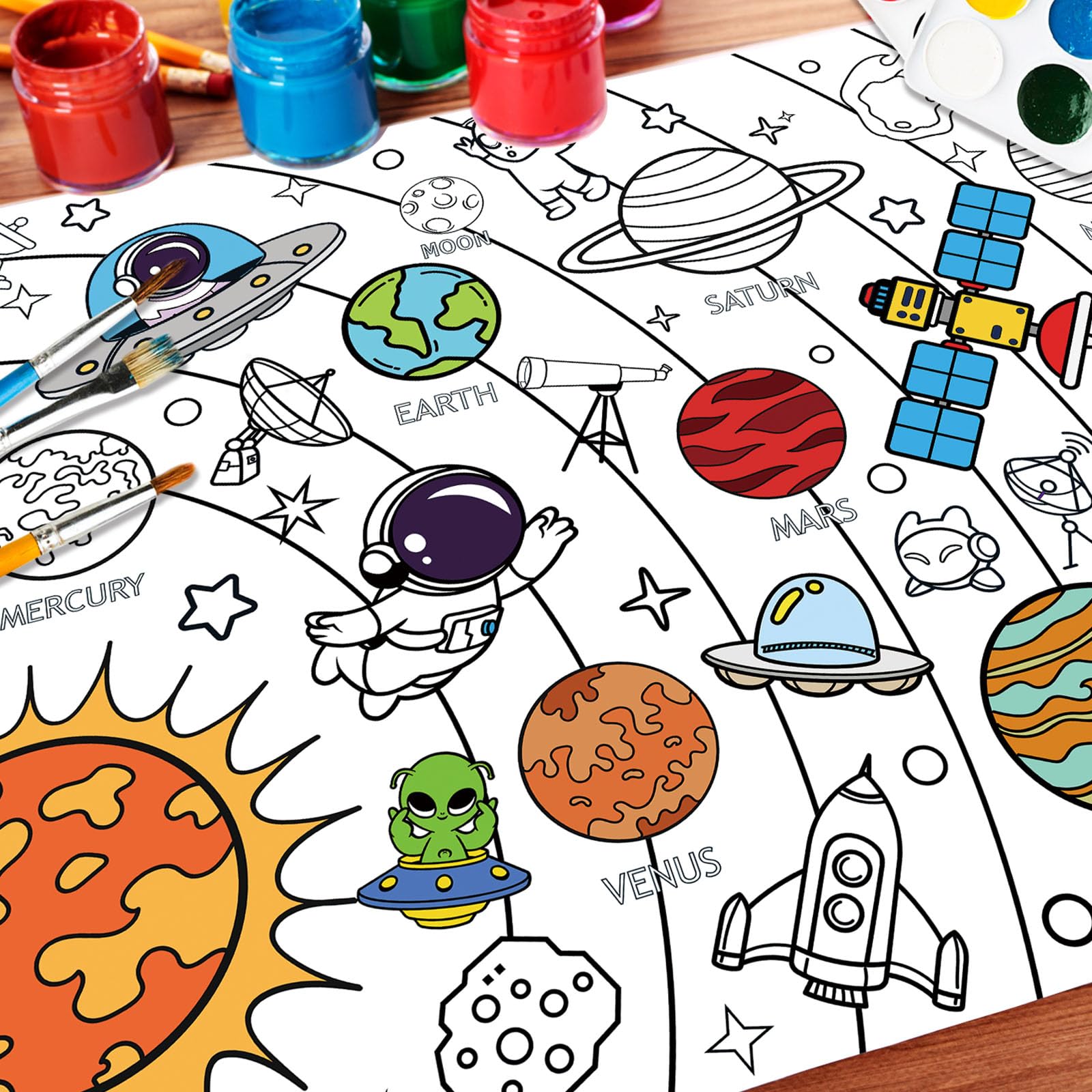CavspkArt Large Cosmic Coloring Poster, Funny Planets Coloring ...