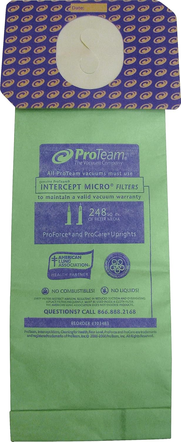 ProTeam 103483 Intercept Micro Filter Bags with 3.25-Quart Capacity, 10 ...