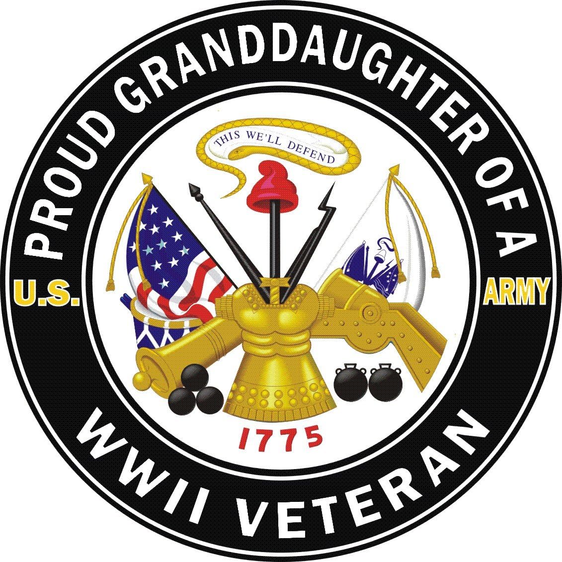 Amazon.com: US Army Proud Granddaughter of a WW2 Veteran Decal Sticker ...