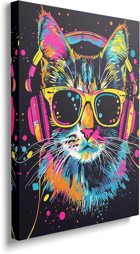 Amazon.com: Cat Canvas Wall Art Graffiti Cool Animal Pictures Pop Art ...