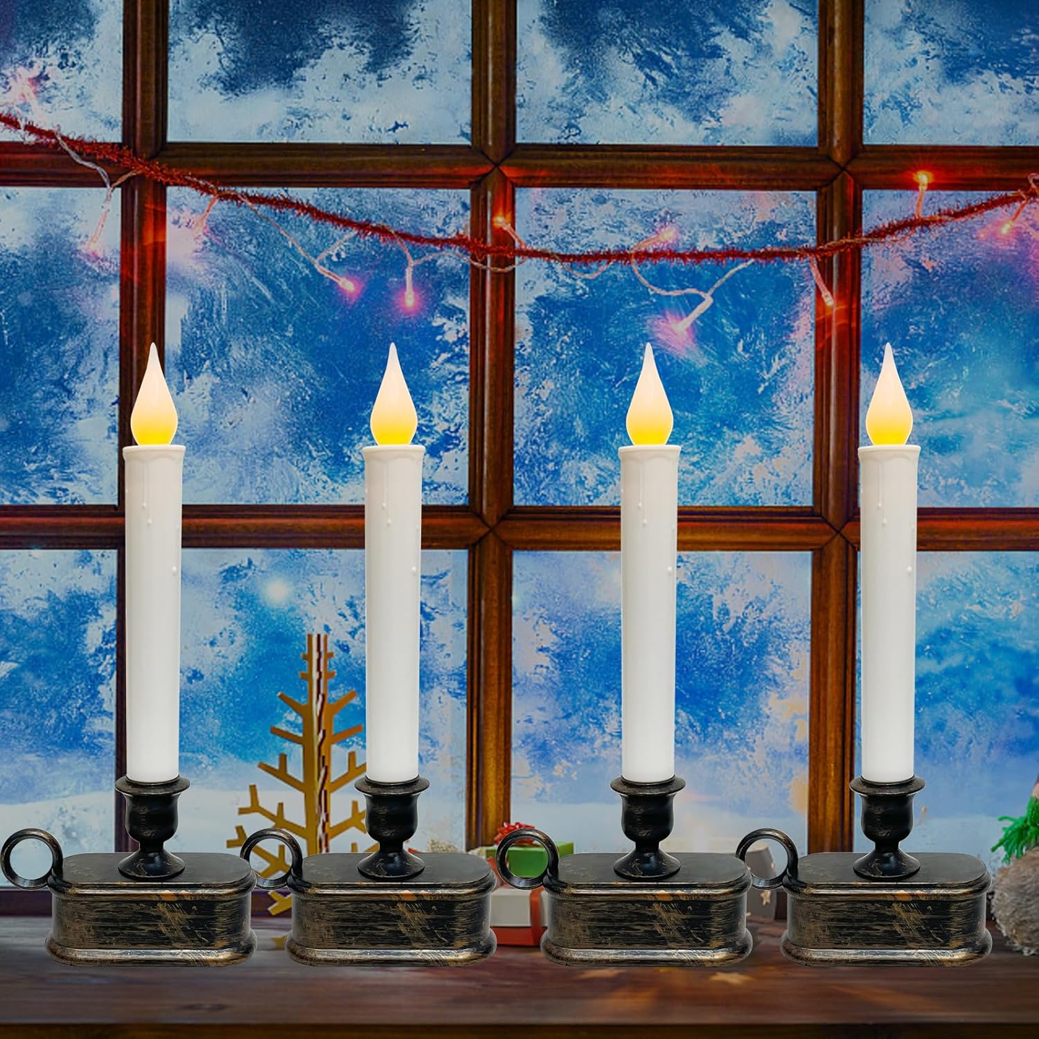 Amazon.com: Abeja Battery Operated Window Candles with Sensor Dusk to ...