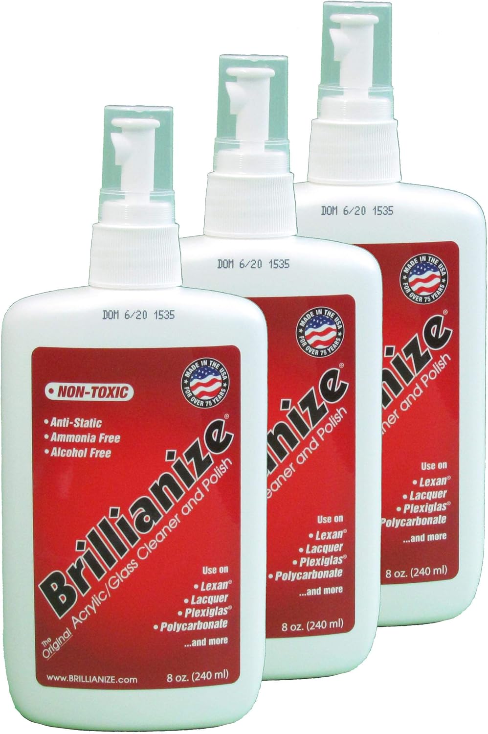 Amazon.com: Brillianize 8 Ounce (240 ml) Pump Spray Bottles - 3 Pack ...