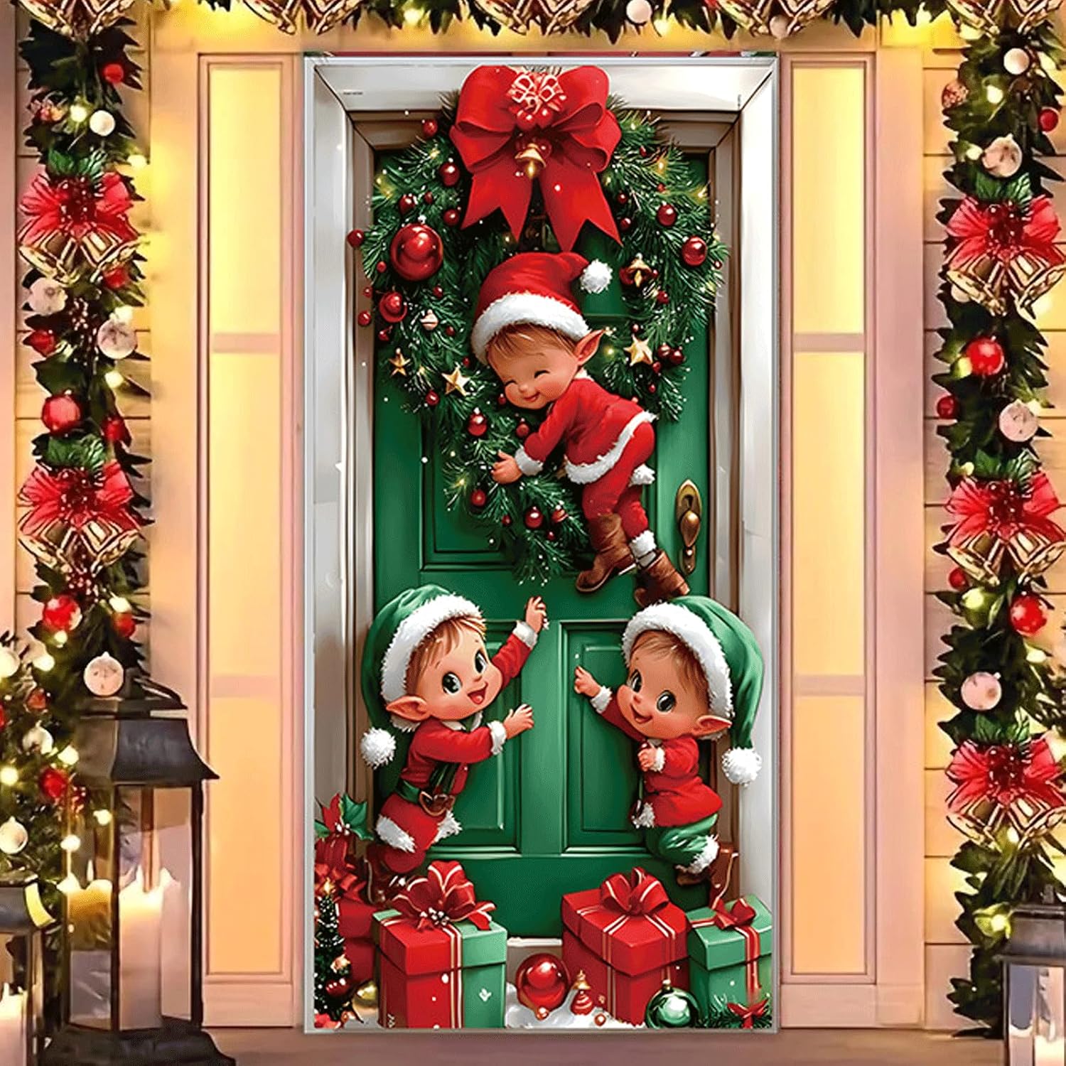 Amazon.com: Festival Magic Elastic Door Cover for Christmas & New Year ...