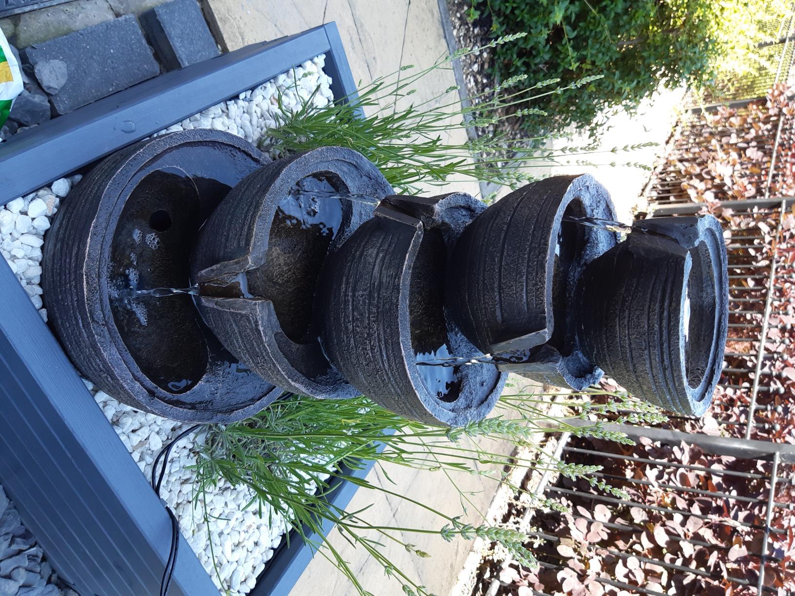 Aqua Creations Solar Powered Brown Bowls Outdoor Water Feature with ...