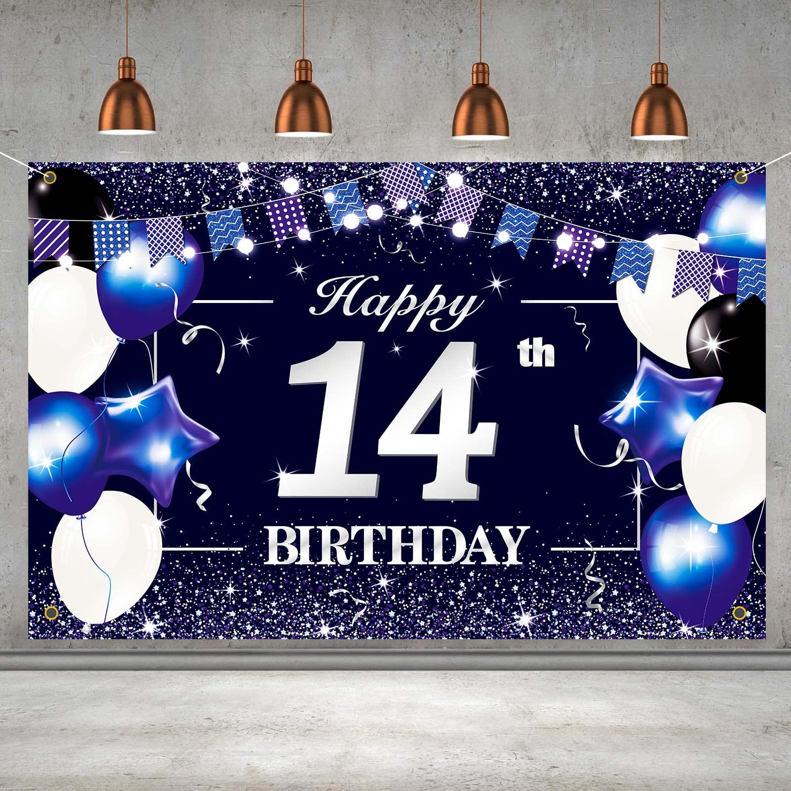P.G Collin Happy 14th Birthday Banner Backdrop Sign Background 14 ...