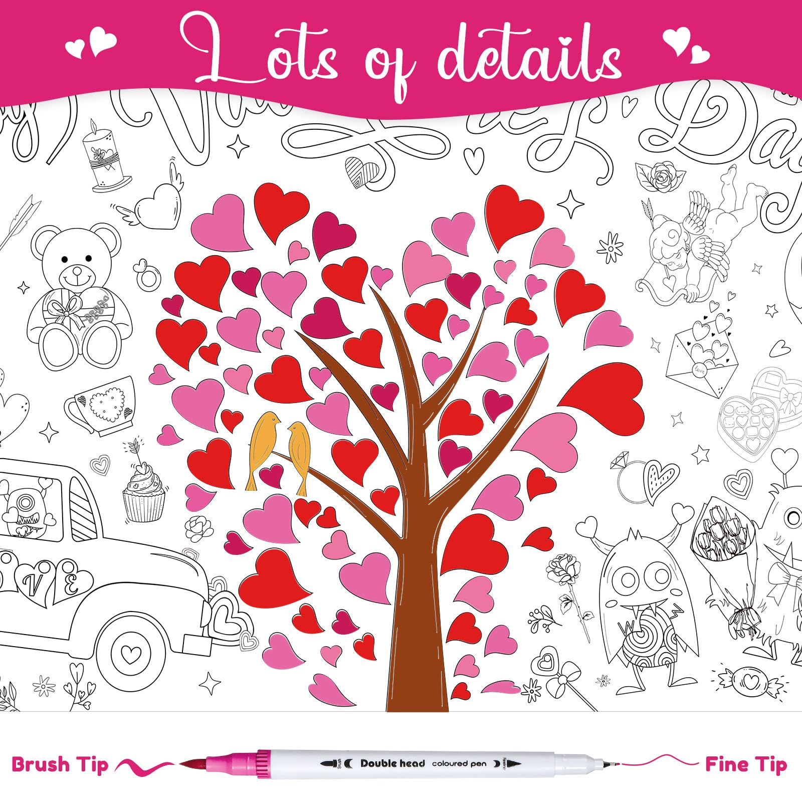 Paint For Banners Giant Valentine's Day Coloring Poster - 50x31 Inch ...