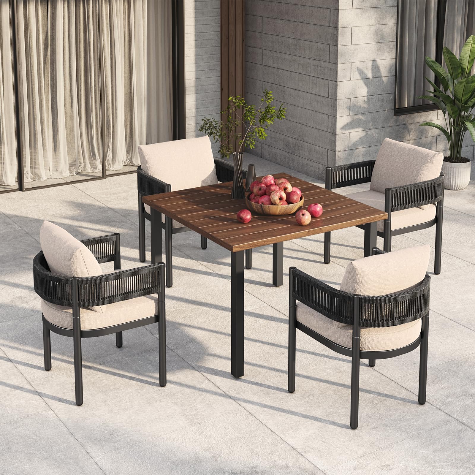 Amazon.com: Grand patio 5-Piece Outdoor Dining Set for 4, Metal Woven ...