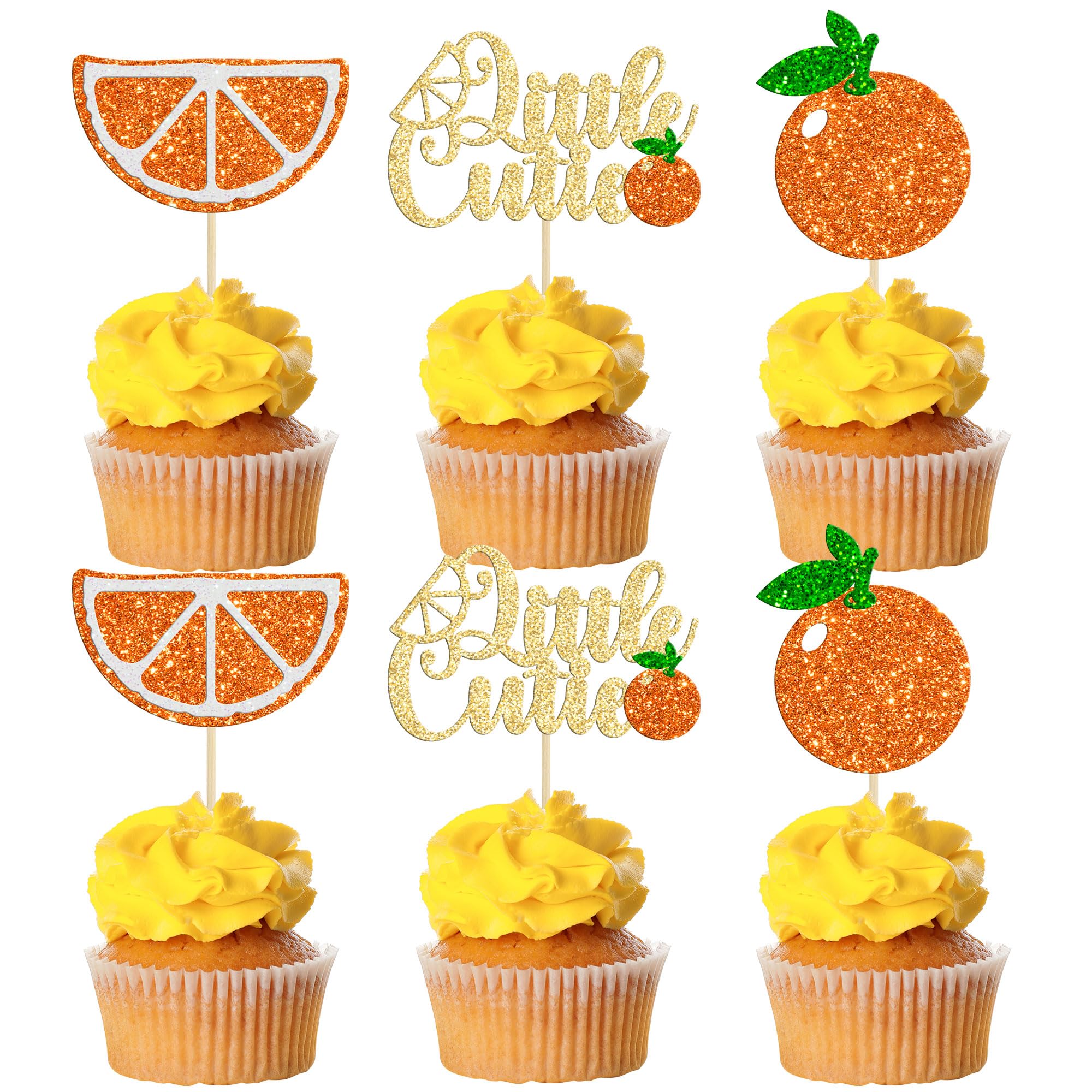 Amazon.com: Gyufise 24Pcs Little Cutie Cupcake Toppers Glitter Fruit ...