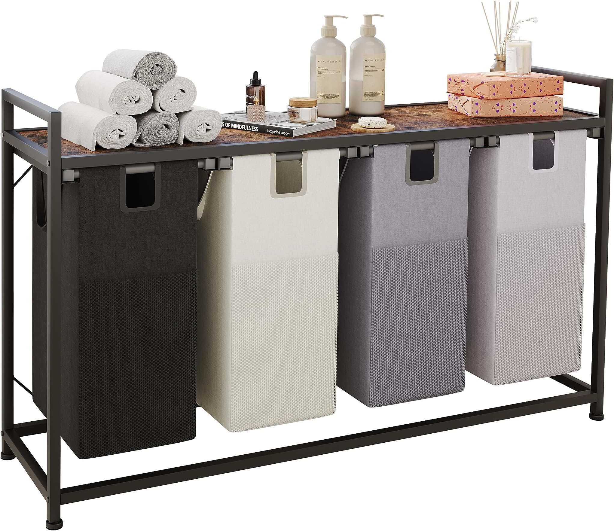 Amazon.com: LIVEHOM Laundry Basket Four Laundry Hamper with Removable ...