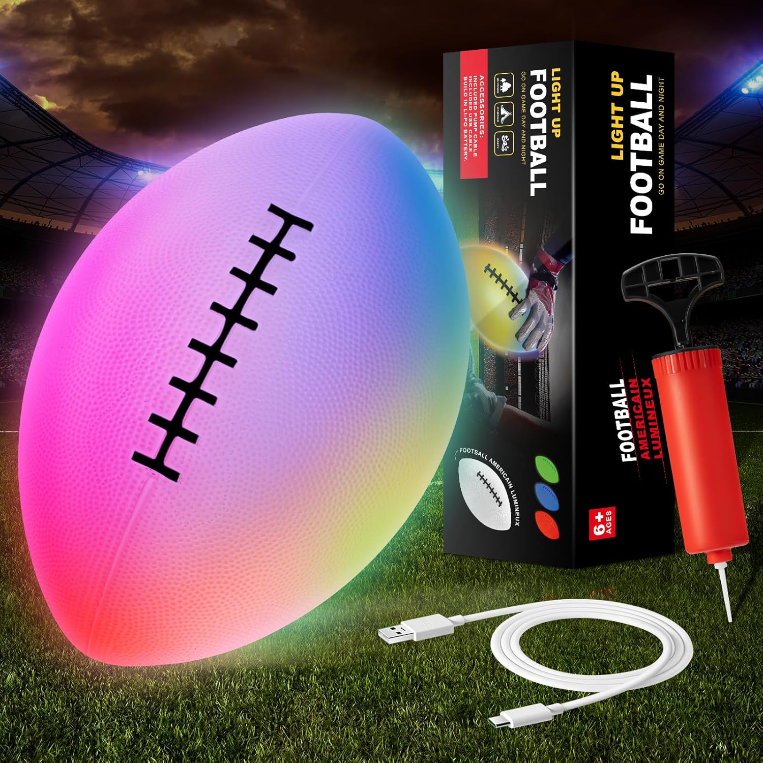Amazon.com: Arcturine Glow in The Dark Football, Size 6 Light up LED ...