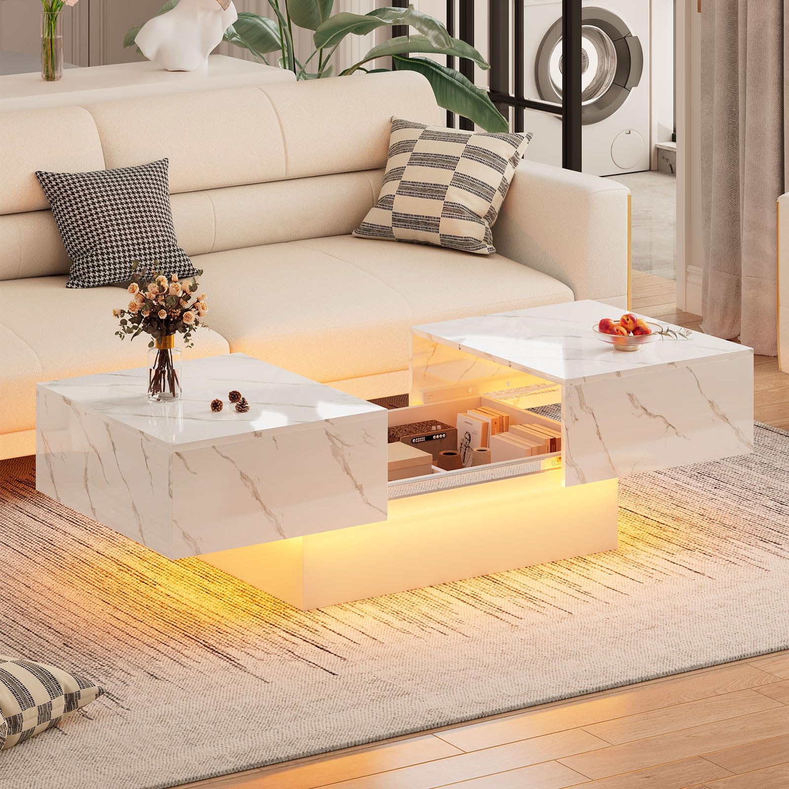 Amazon.com: HedoAjim Coffee Table with Large Storage for Living Room ...