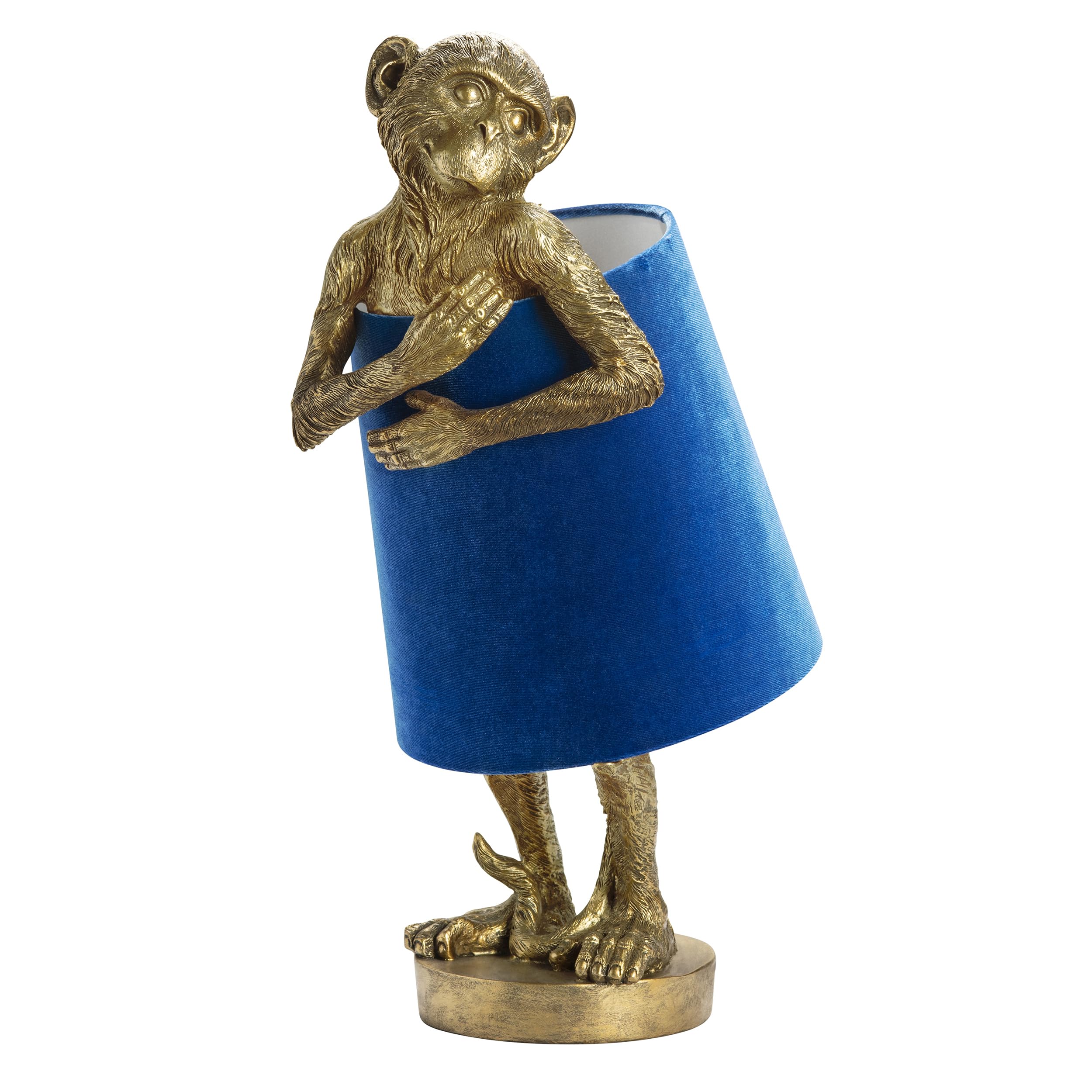 21" Chester Gold Polyresin Monkey Table Lamp with Blue Velvet Shade ...
