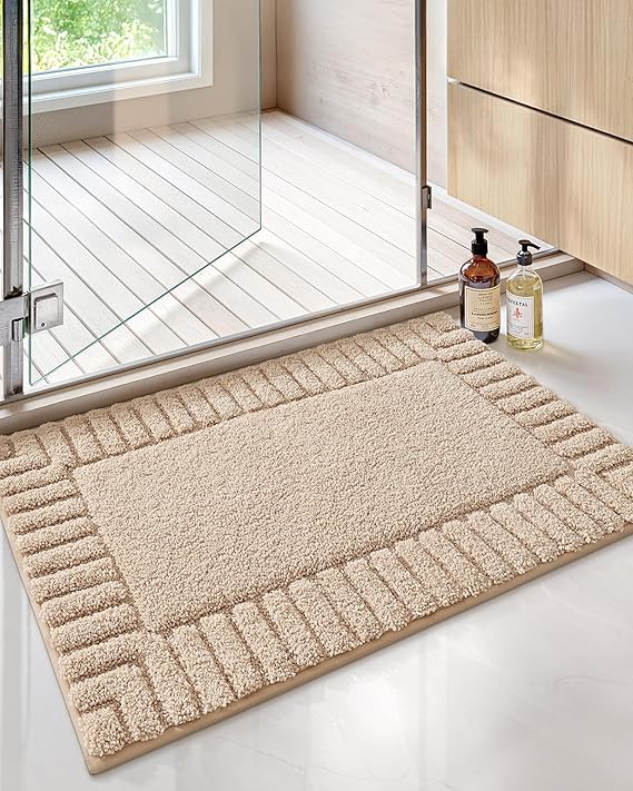 Amazon.com: Color&Geometry Long Beige Bathroom Runner Rug- 24"x43 ...