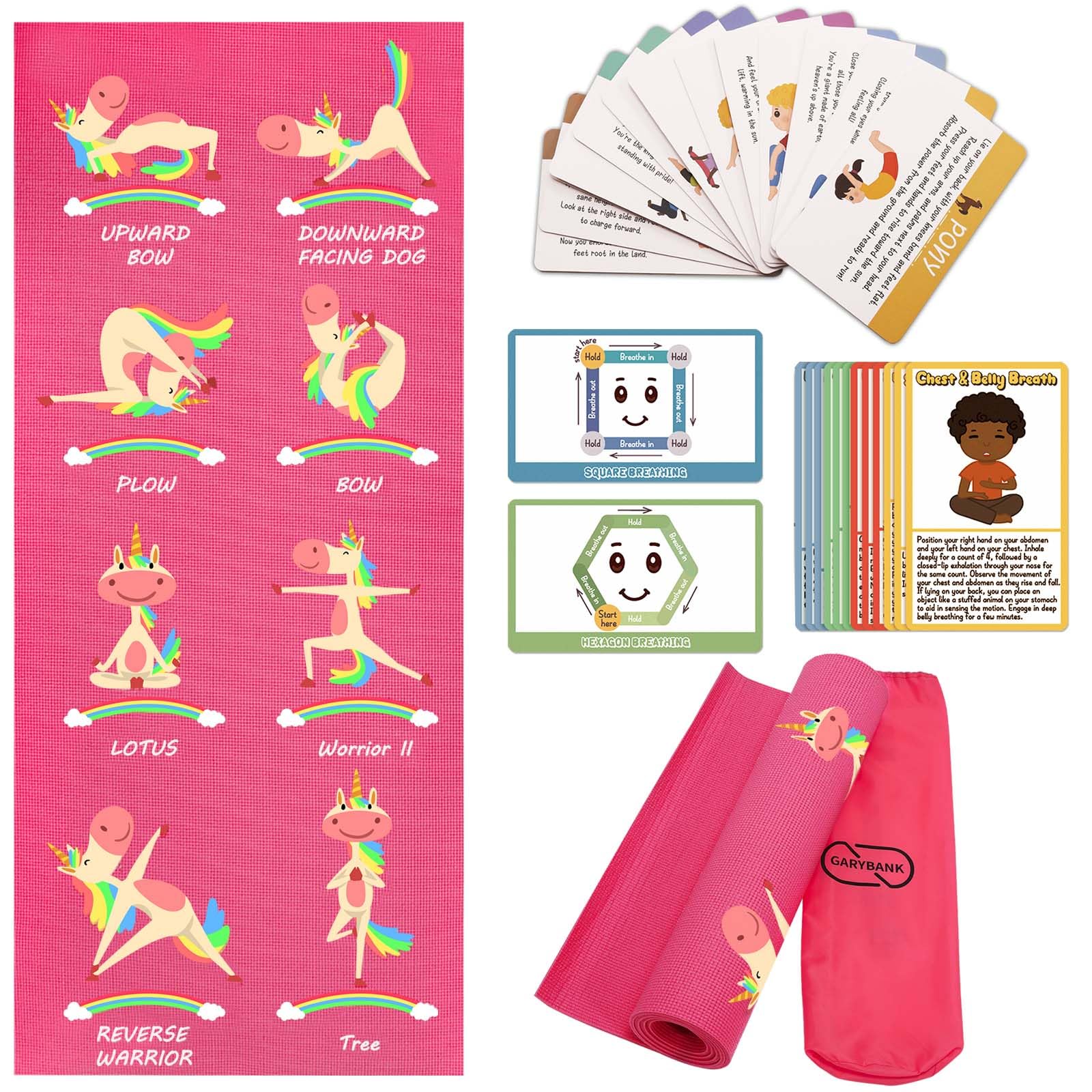 Garybank Kids Yoga Mat Set -Non-slip Exercise Mats with Fun Prints -12 ...